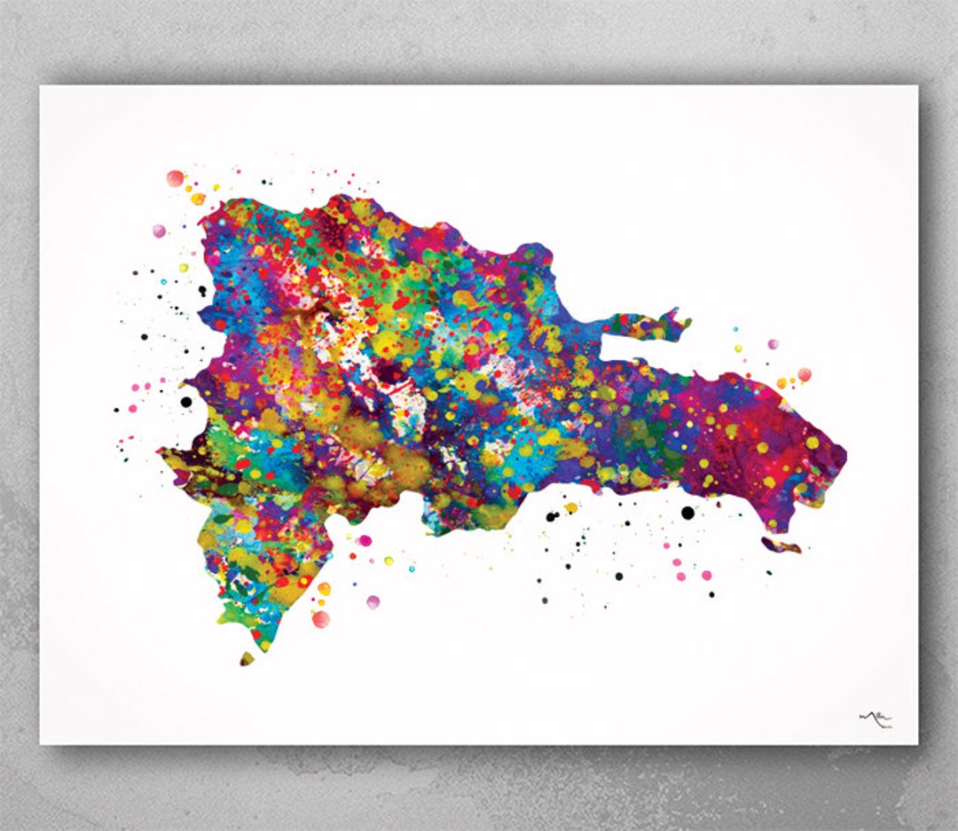 Dominican Republic Map Watercolor Print Map Decor Wanderlust Art Print ...