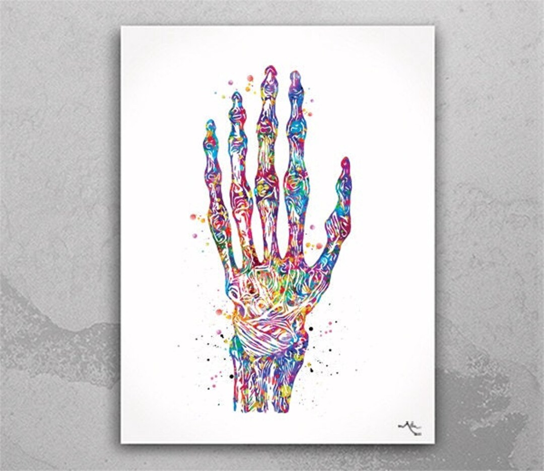 Watercolor Hand Bones Print, Skeletal Anatomy Art-358 - Etsy España
