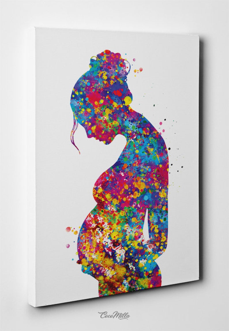 Pregnant Art Watercolor Print Pregnancy Gift Gynecology | Etsy