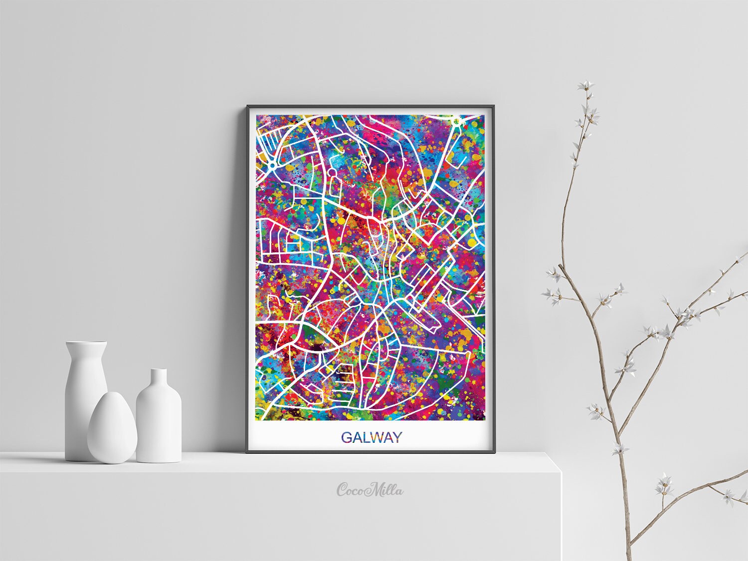 Galway Map, Galway Watercolor Print, Galway Street Map, Travel Decor ...