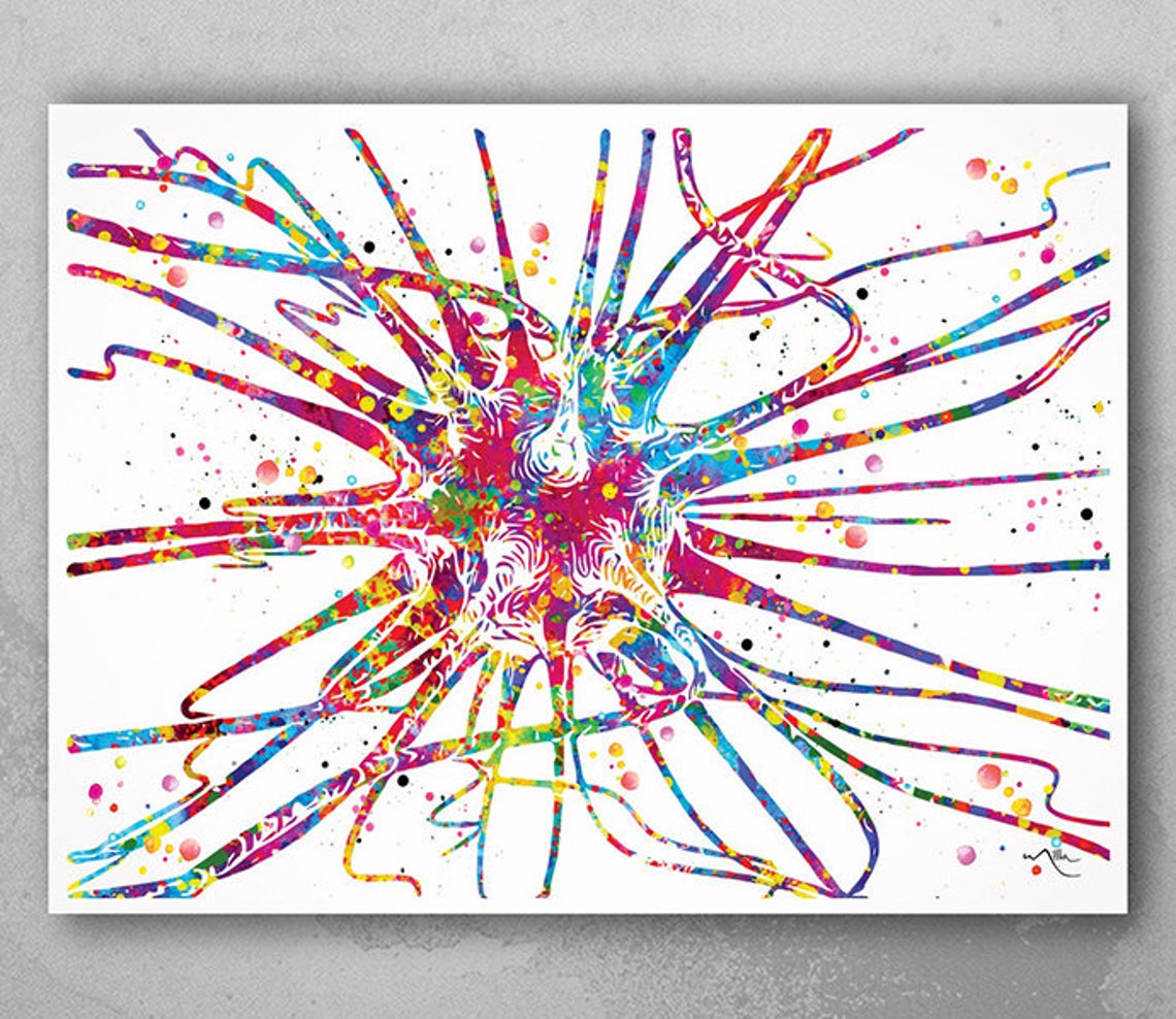 Brain Cell Watercolor Print Neuron Art Science Gift Neurology | Etsy