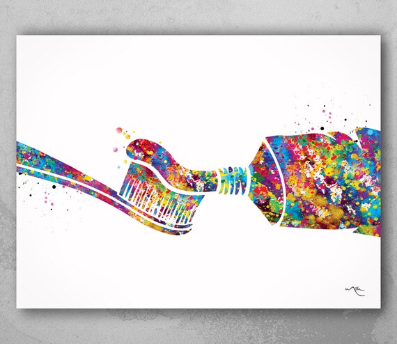 Dental Care Watercolor Print Tooth Medical Art Tooth Brush | Etsy