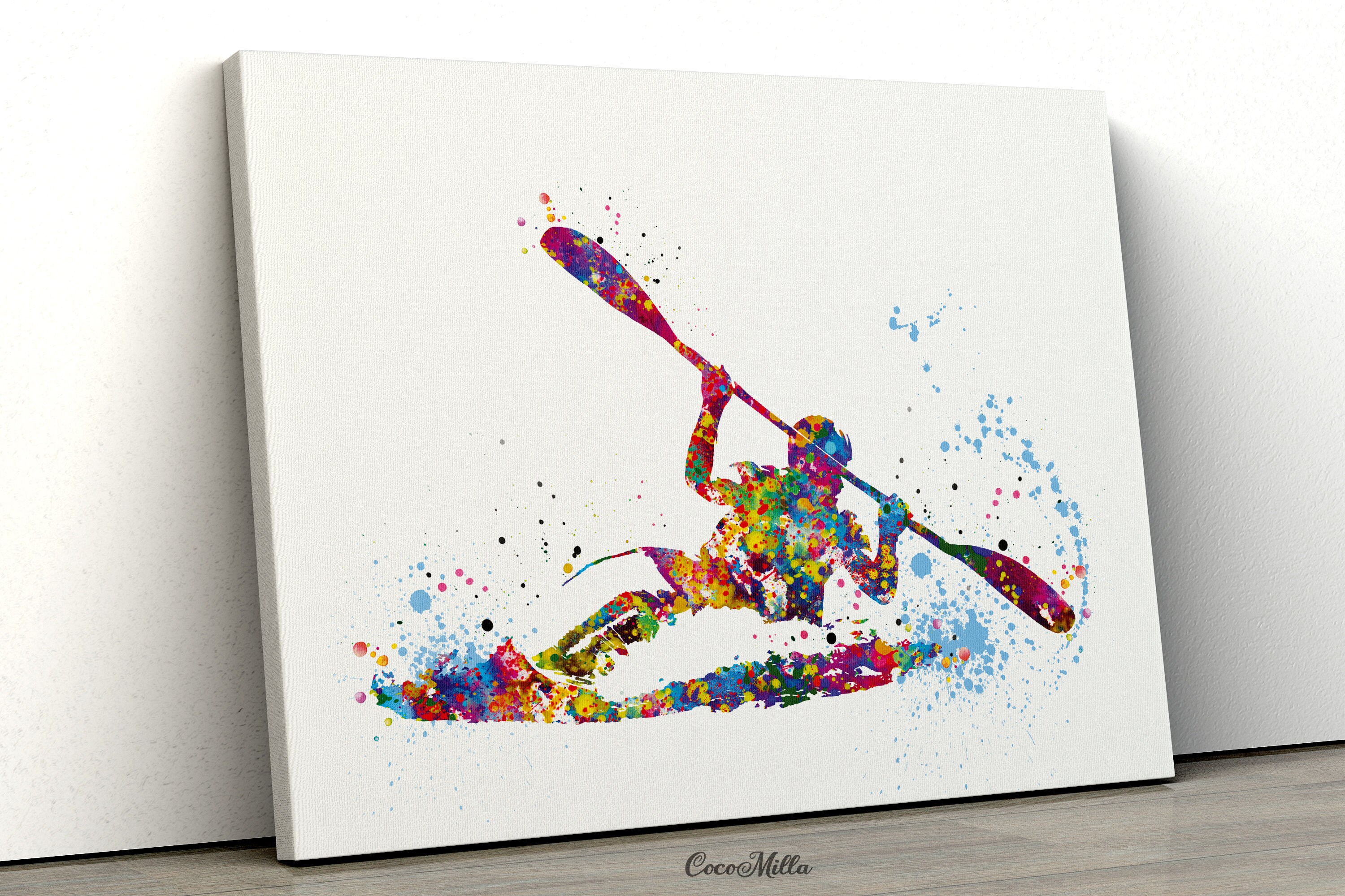 Kayaking Art Watercolor Print Sports Art Canoe Rowing Boys | Etsy