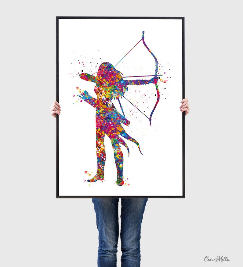 Archer Girl Watercolor Print Archery Female Woman Mom Bow and - Etsy