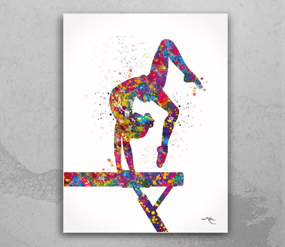 Gymnastics Watercolor Print, Colorful Tumbling Art-1961 - Etsy UK