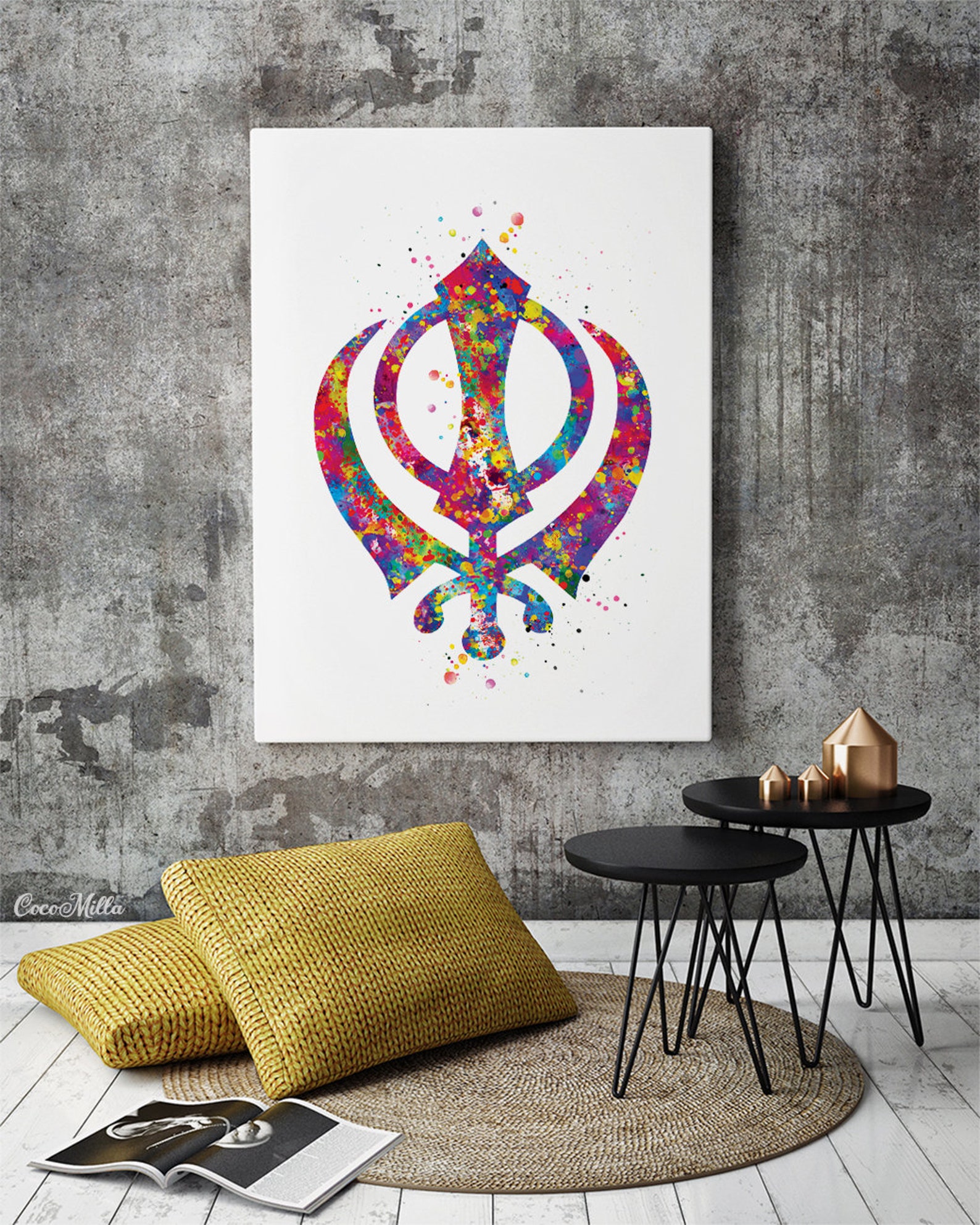 Khanda Symbol Watercolor Print Khanda Wall Art Poster Wall | Etsy