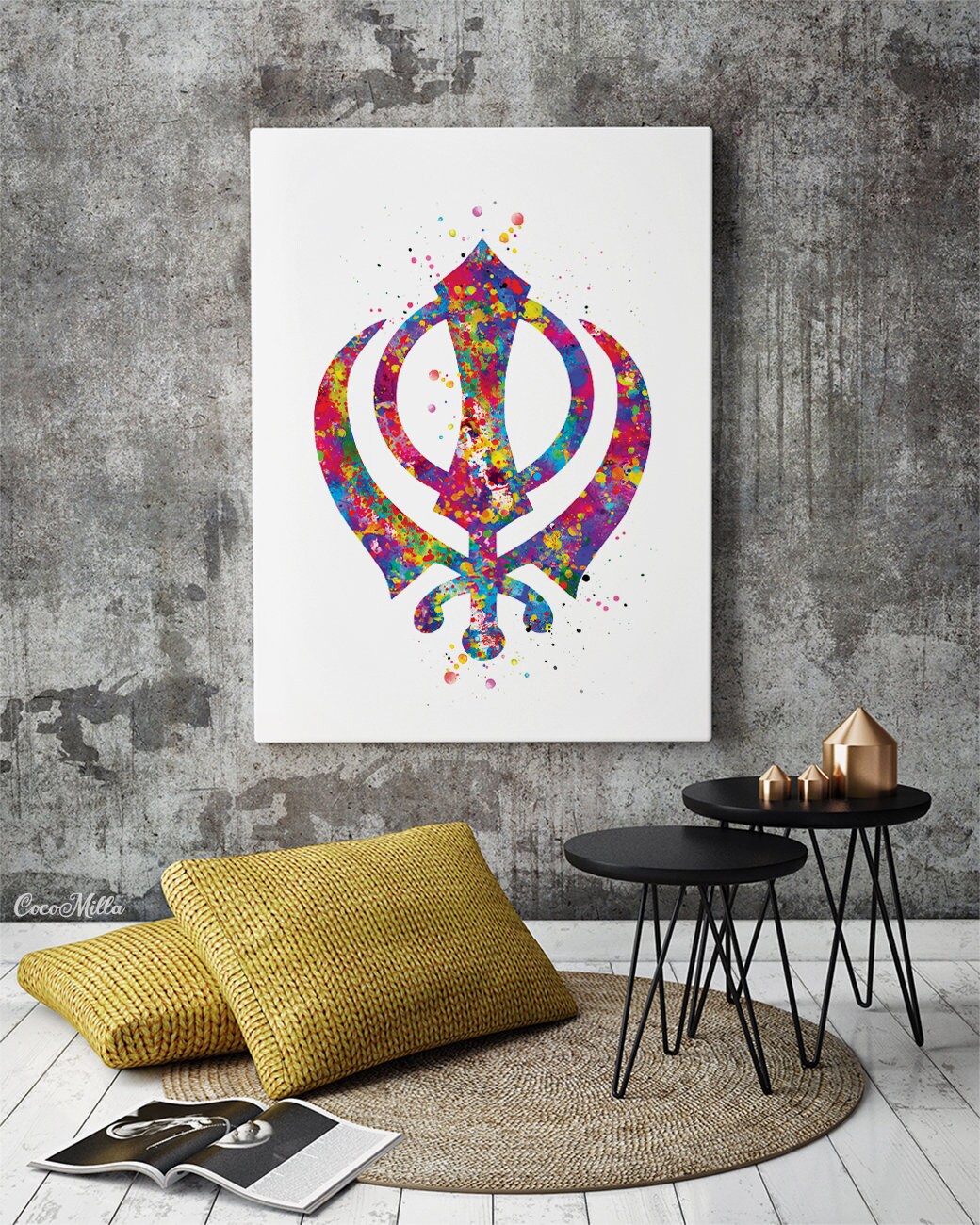 Khanda Symbol Watercolor Print Khanda Wall Art Poster Wall - Etsy UK