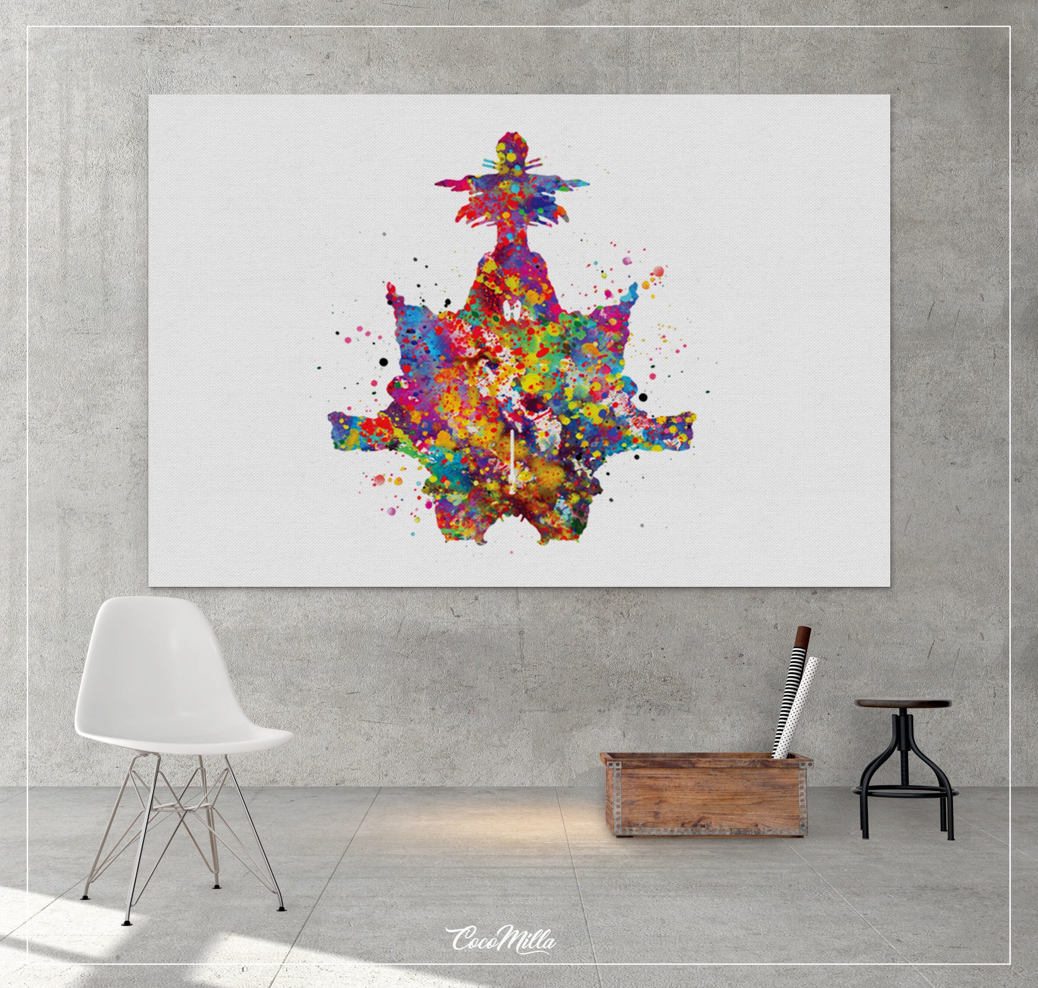 Rorschach Inkblot Test Card 6 Watercolor Print Psychology | Etsy