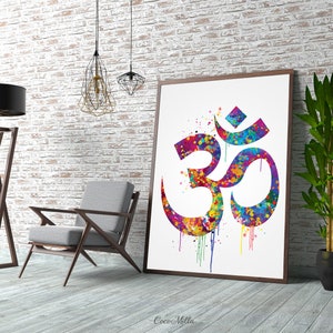 Om Art Symbol Watercolor Print Ohm Yoga Art, Yogi, Yoga Poster, Om ...