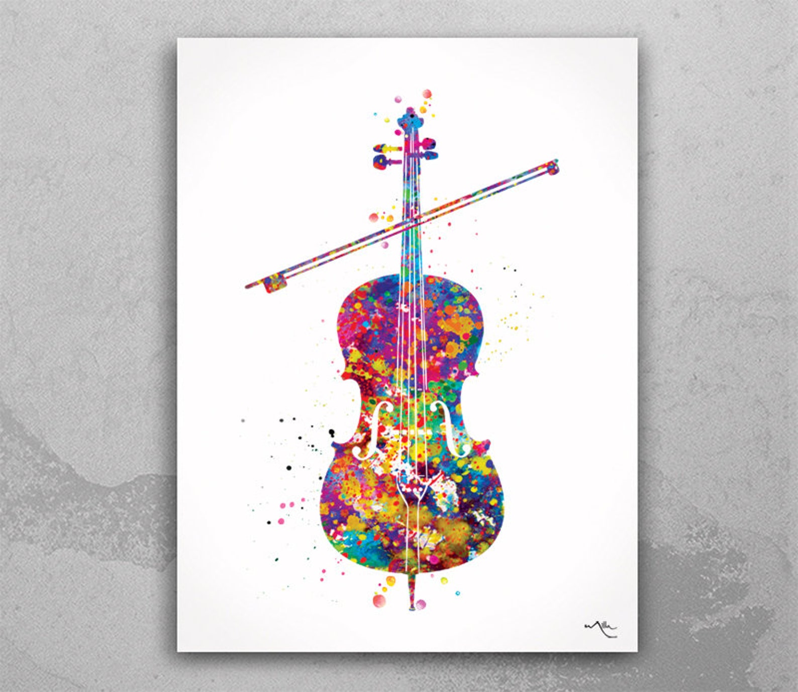 Cello Music Instrument Watercolor Art Print Jazz Wall Art - Etsy