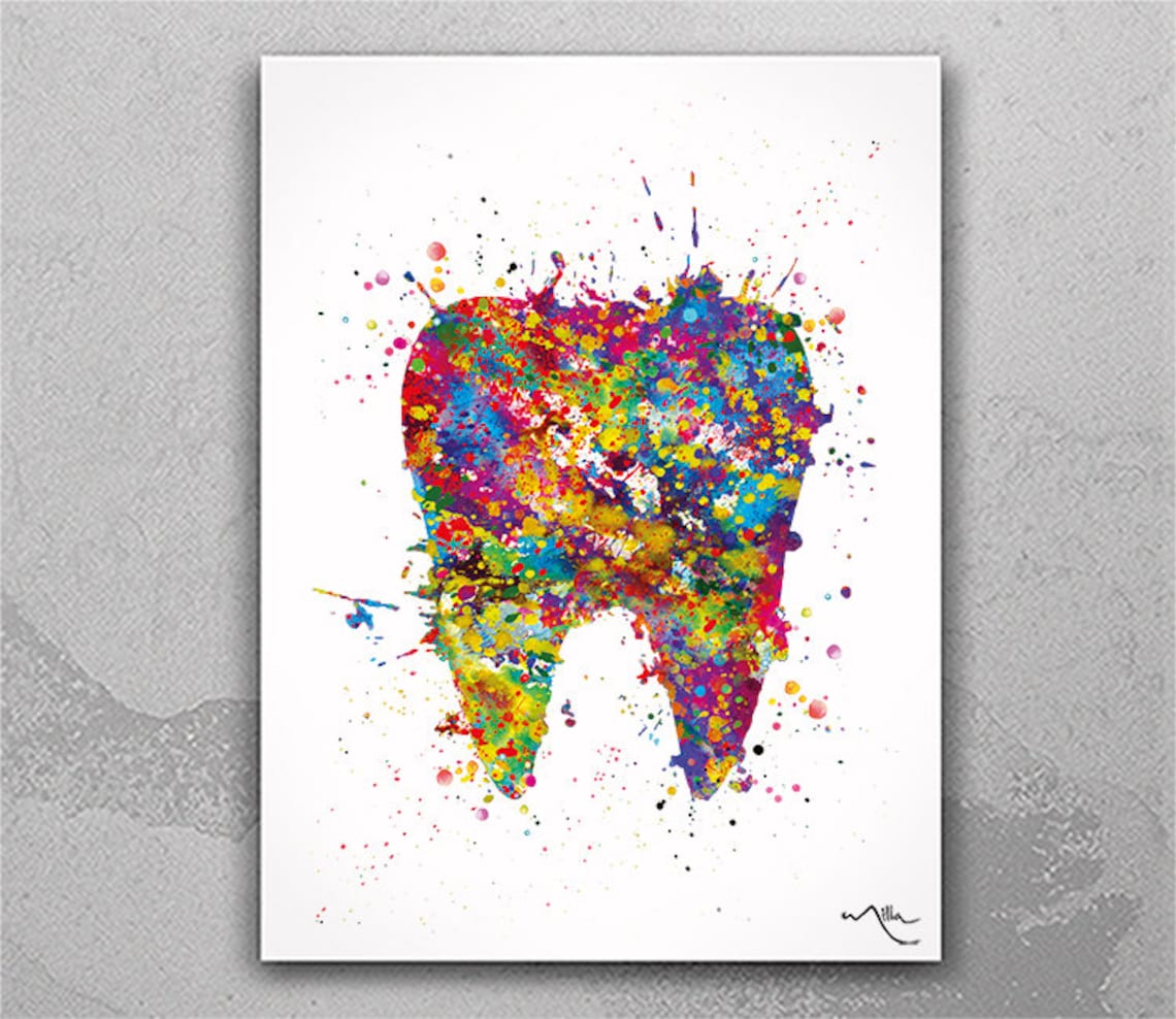 Tooth Art Watercolor Print Teeth Anatomical Art Dental Clinic | Etsy