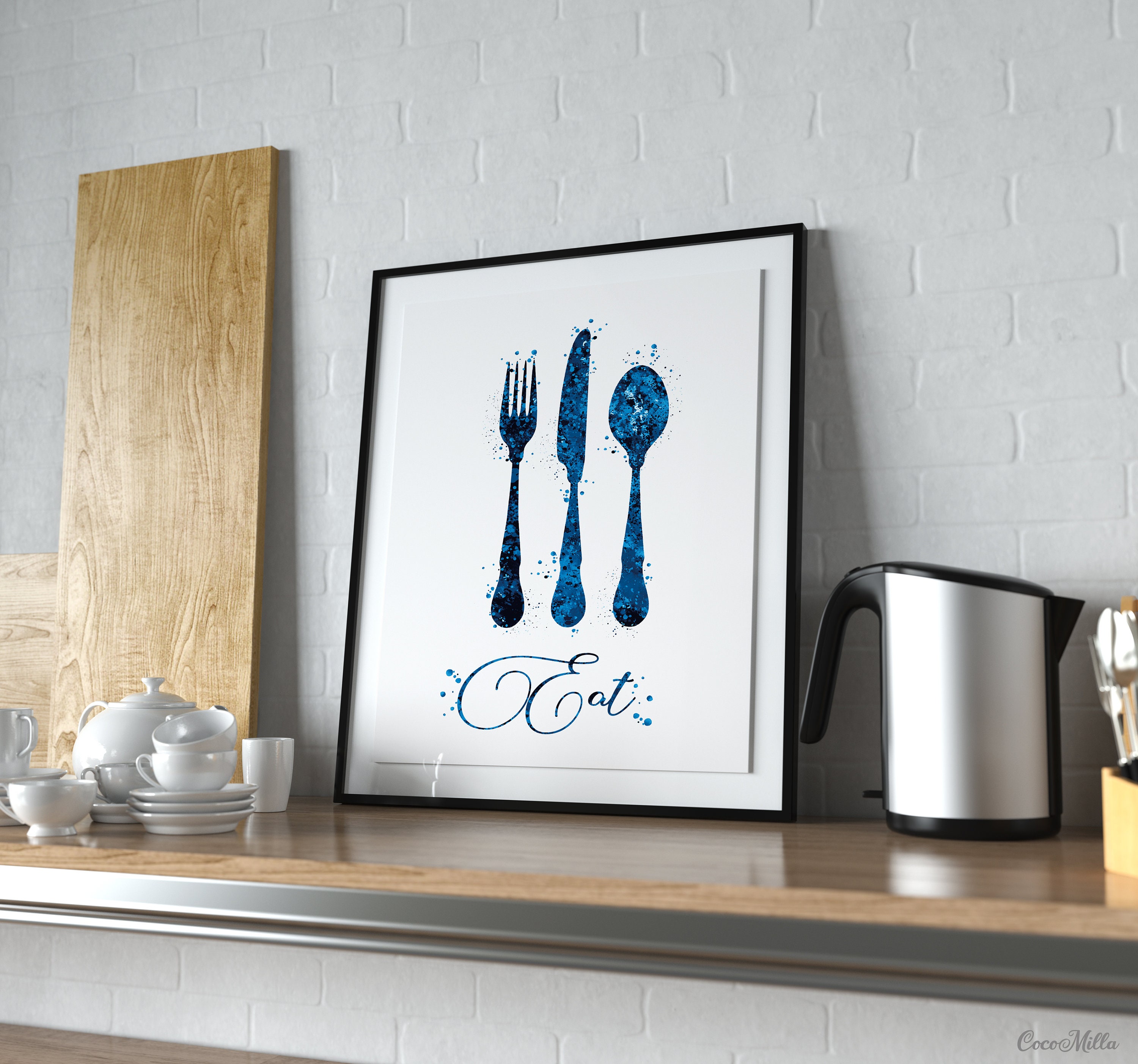 Kitchen Art Watercolor Print Eat Drink Love Set of 3 Kitchen | Etsy