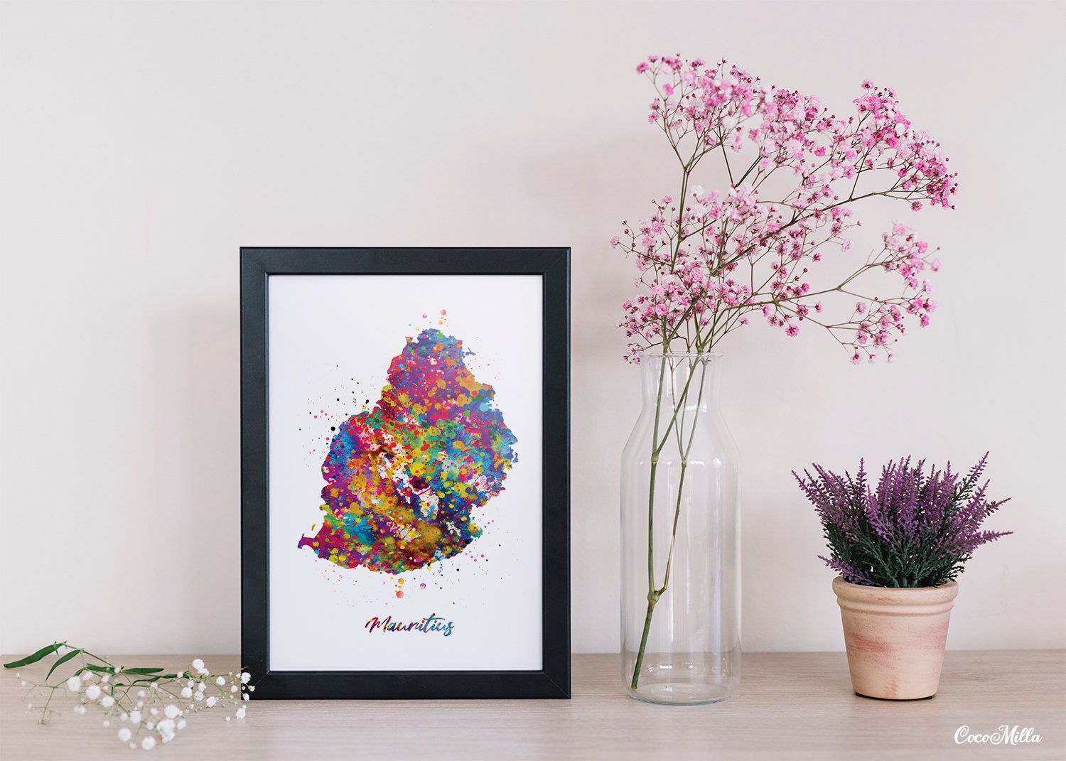 Mauritius Map Watercolor Print Mauritius Island Wall Art | Etsy UK