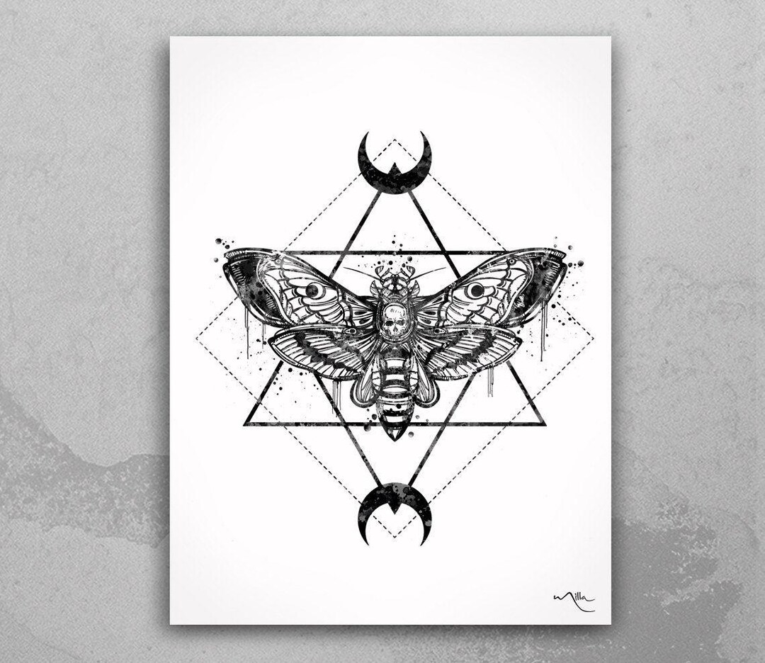 Deaths Head Hawk Moth Art Print, Gothic Wall Decor-1732 - Etsy