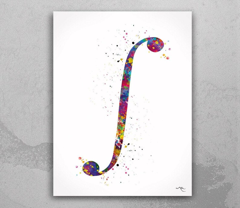 Integral Symbol Watercolor Art Print, Math Teacher Gift-1539 - Etsy