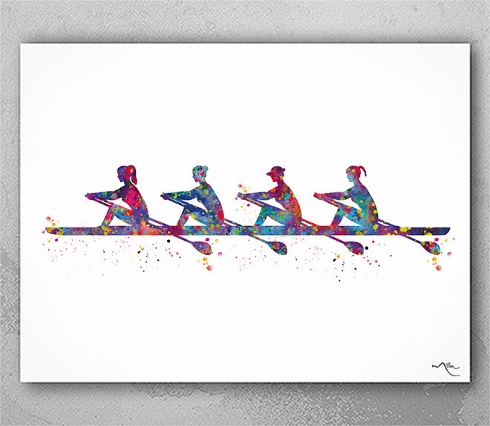 Female Rowing Team Watercolor Print Canoe Kayak Poster Rower - Etsy