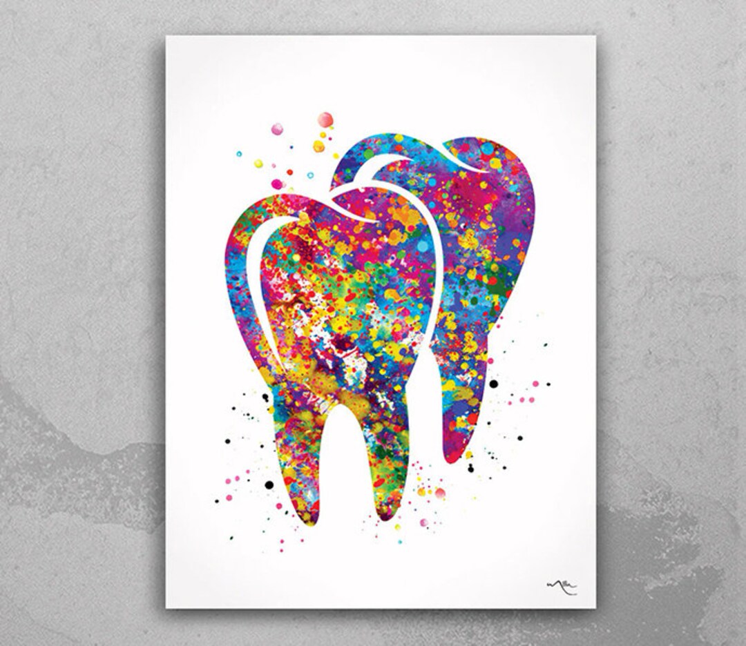Tooth Art Watercolor Print Tooth Medical Art Surgeon Dental Clinic ...