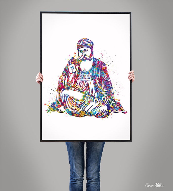Guru Nanak Dev Ji Sikh Art Watercolor Print Poster Wall Decor - Etsy UK
