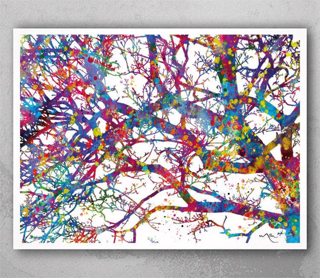 Tree Branch Watercolor Print Nature Tree Branches Forest Painting ...