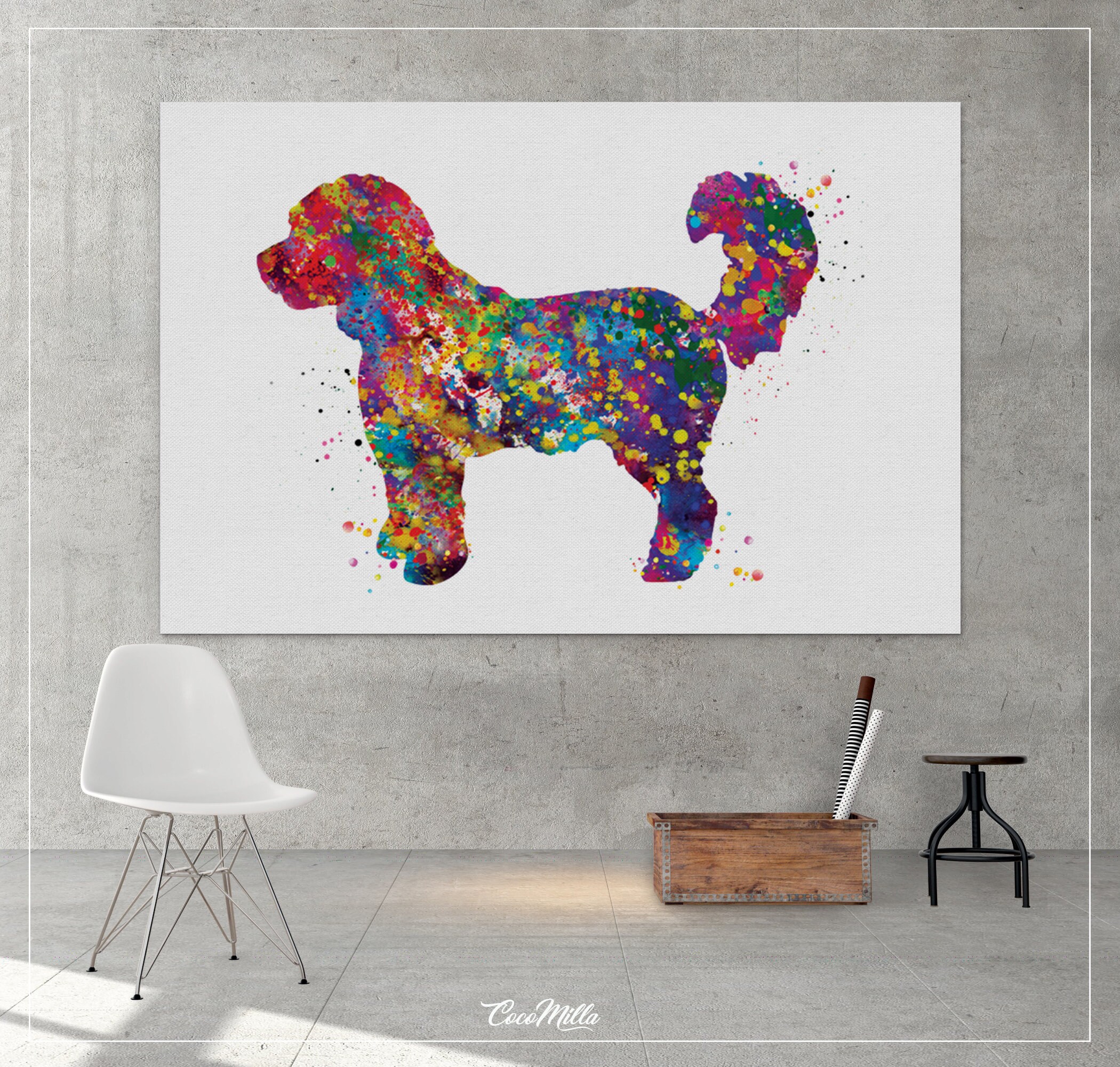Cockapoo Dog Watercolor Print Dog Art Custom Dog Portrait Pet | Etsy