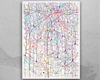 Synapse Receptor Watercolor Print Science Poster Neurology Art ...