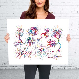 Neuron Types Watercolor Print Medical Art Medical Cabinet Purkinje Cell ...