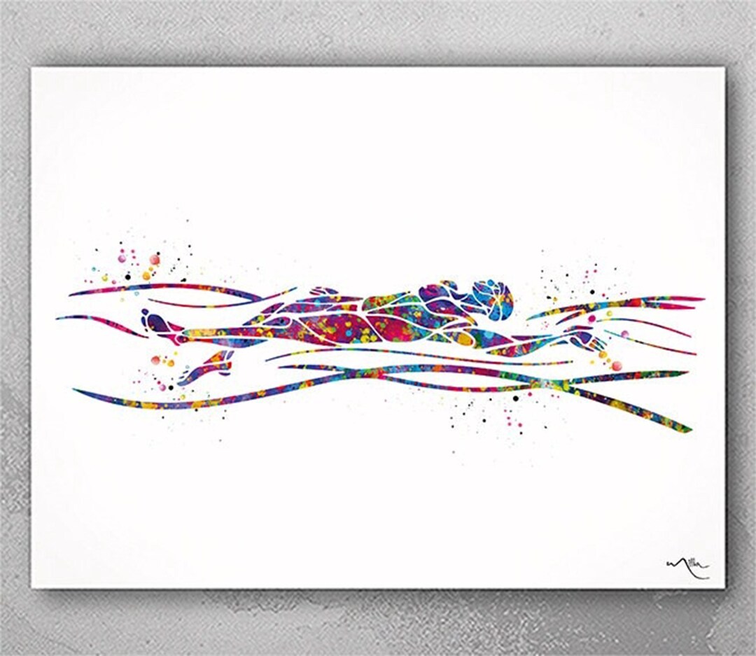 Swimmer Art Watercolor Print Backstroke Swimmer Boy Girl Gift Art ...