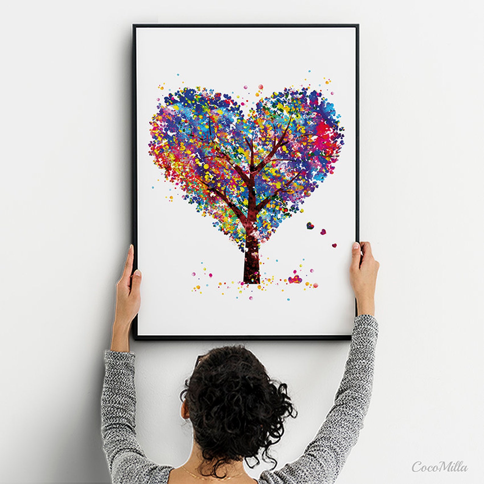 Heart Tree Watercolor Print Wedding Gift Housewarming Gift - Etsy