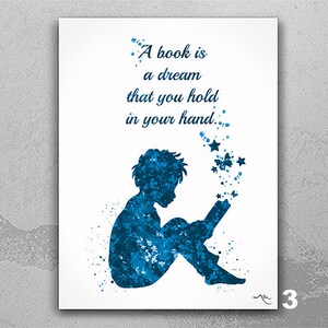 Reader Boy Watercolor Print Book Lover Gift Wall Art Teen Room Decor ...