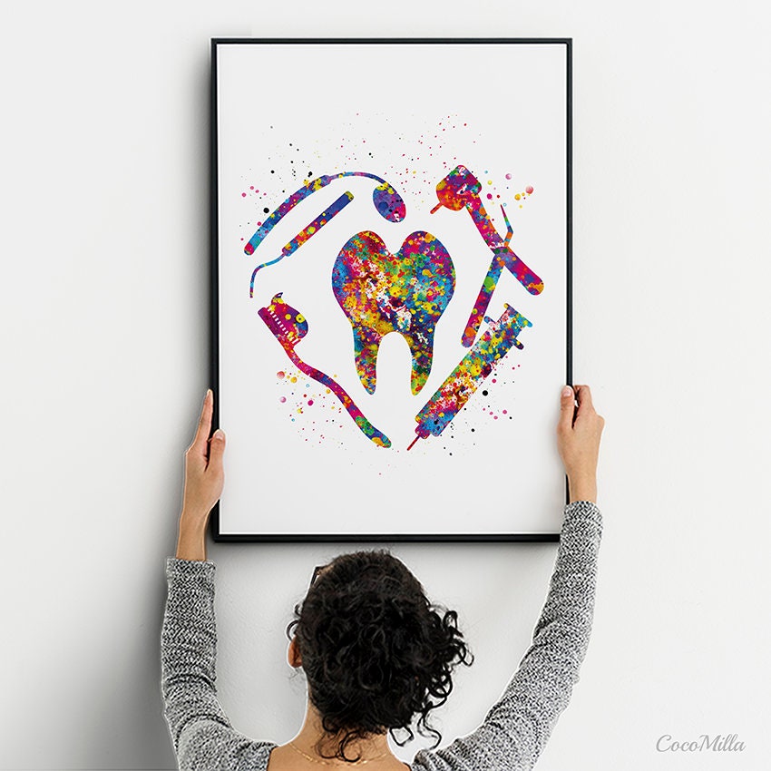 Dental Art Watercolor Print Tooth Fairy Dentist Poster Teeth - Etsy