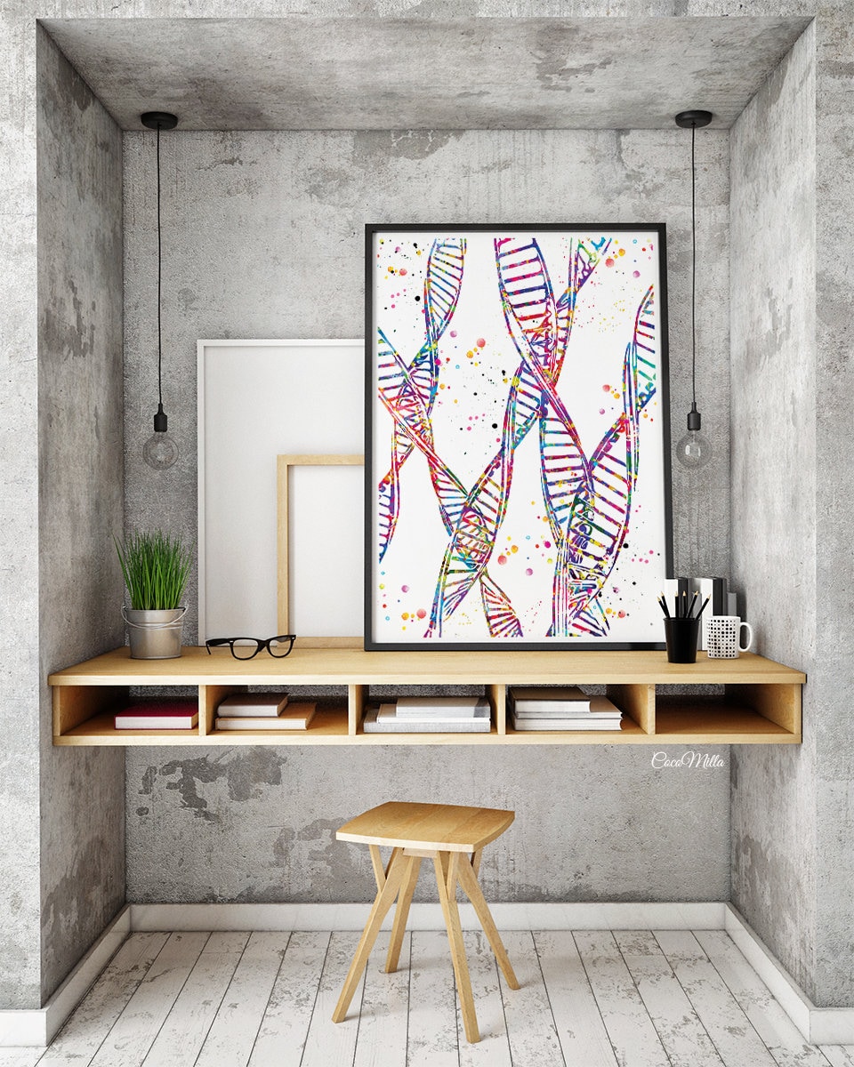 DNA Abstract Art Watercolor Print Dna Molecule Medical Wall - Etsy UK