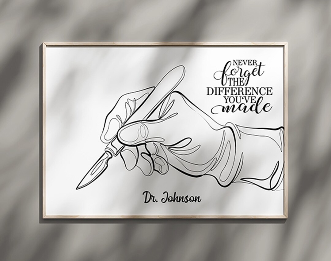 Personalized Surgeon Line Art Print – Medical Gift, Doctor Thank You ...