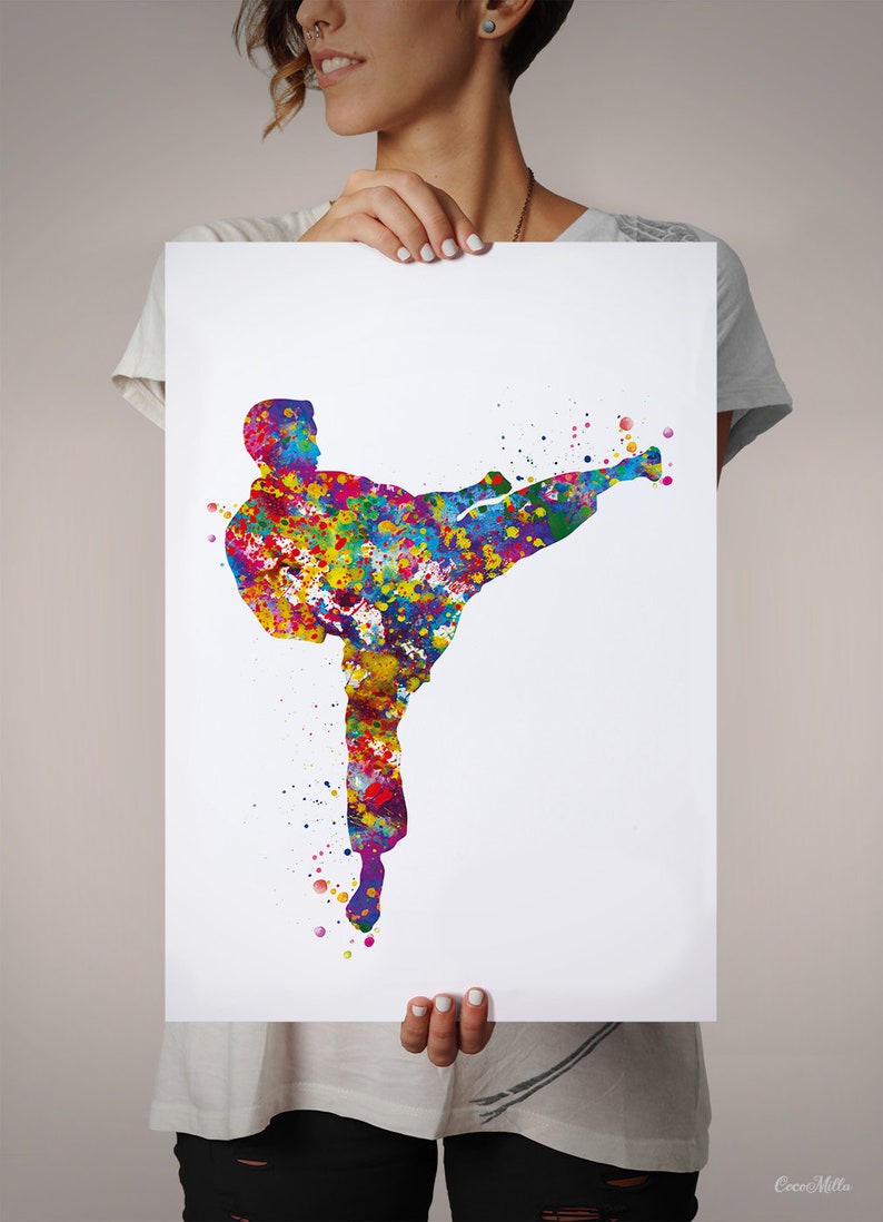 Male Karate Art Watercolor Print Man Karate Gift Karate Kid | Etsy