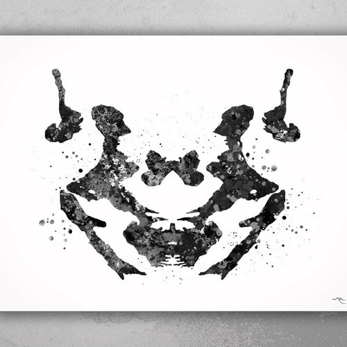 Rorschach Inkblot Test 10th Card Watercolor Print Black | Etsy