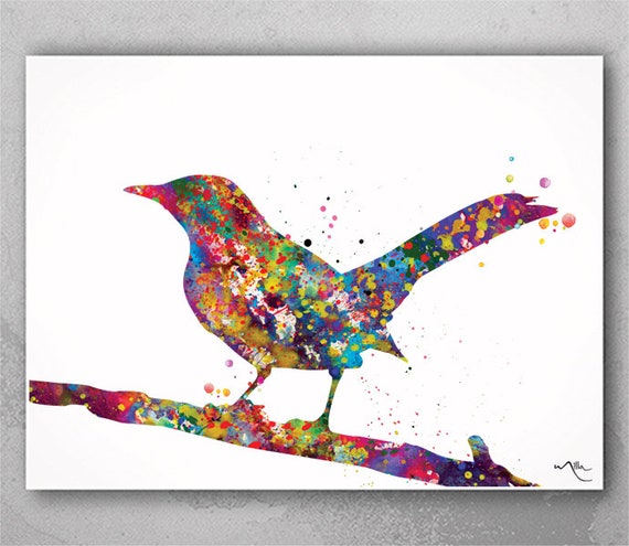 Mockingbird Watercolor Bird Painting Print Animal Art Print - Etsy
