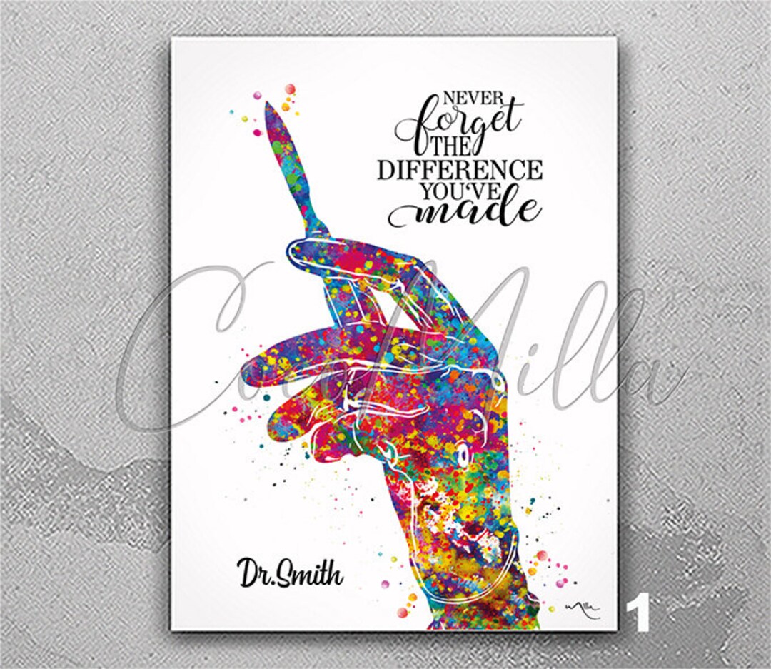 Surgeon Doctor Personalized Watercolor Print Surgeon Hand Surgery Gift ...