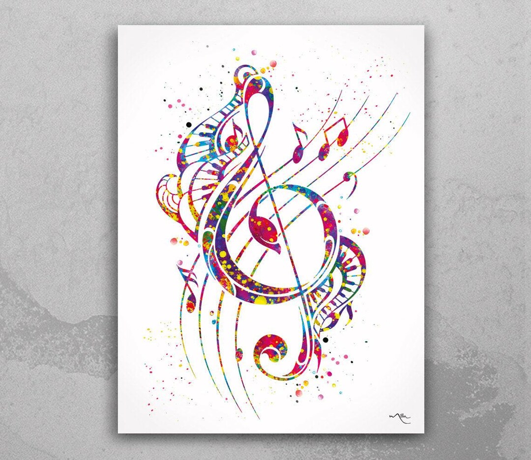 Treble Clef Art Print Watercolor Print Art Print Music Studio Dorm ...