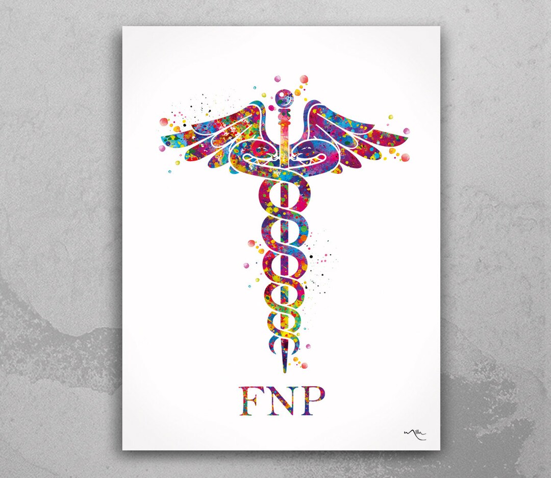 Caduceus Family Nurse Practitioner Watercolor Print Wall Art FNP Nurse ...