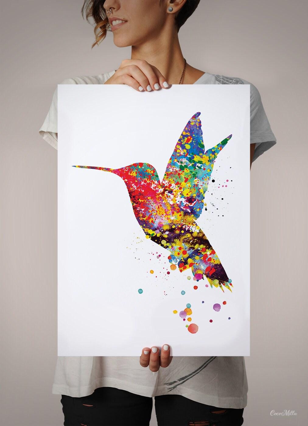Hummingbird Watercolor Art Print, Colorful Home Decor-42 - Etsy