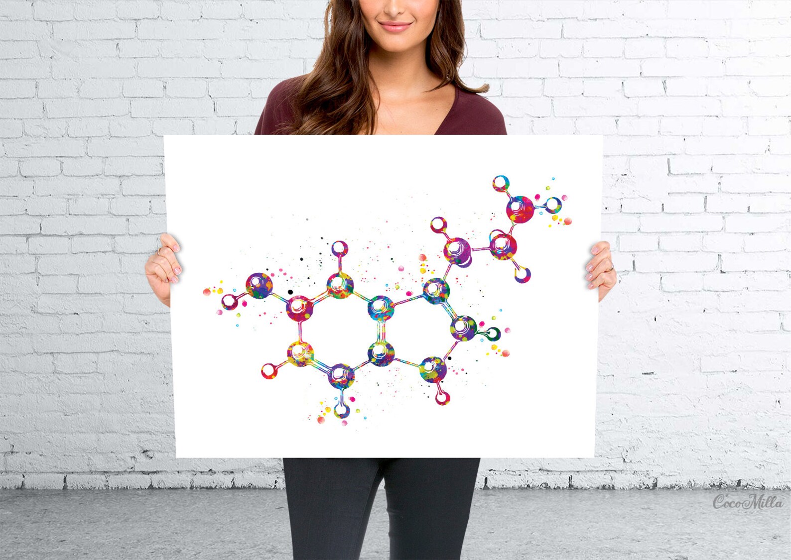 Serotonin Molecule Art Watercolor Print Medical Art Happiness | Etsy