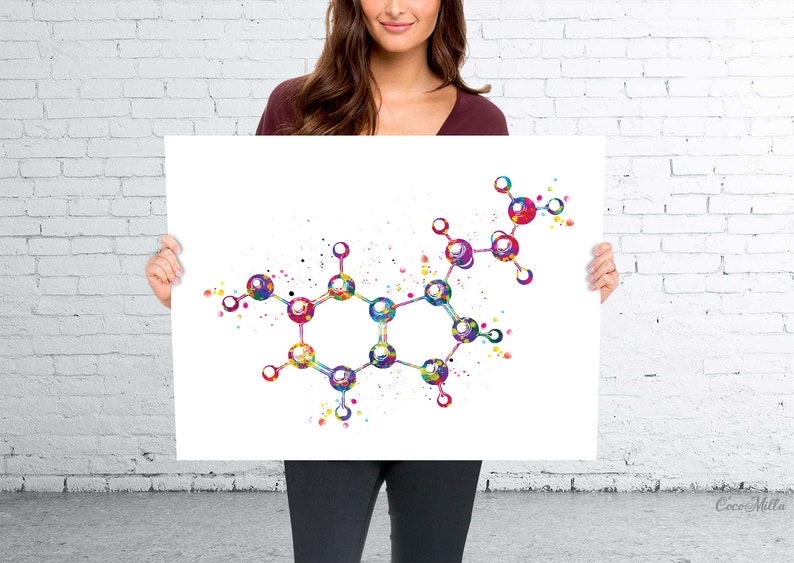 Serotonin Molecule Art Watercolor Print Medical Art Happiness | Etsy