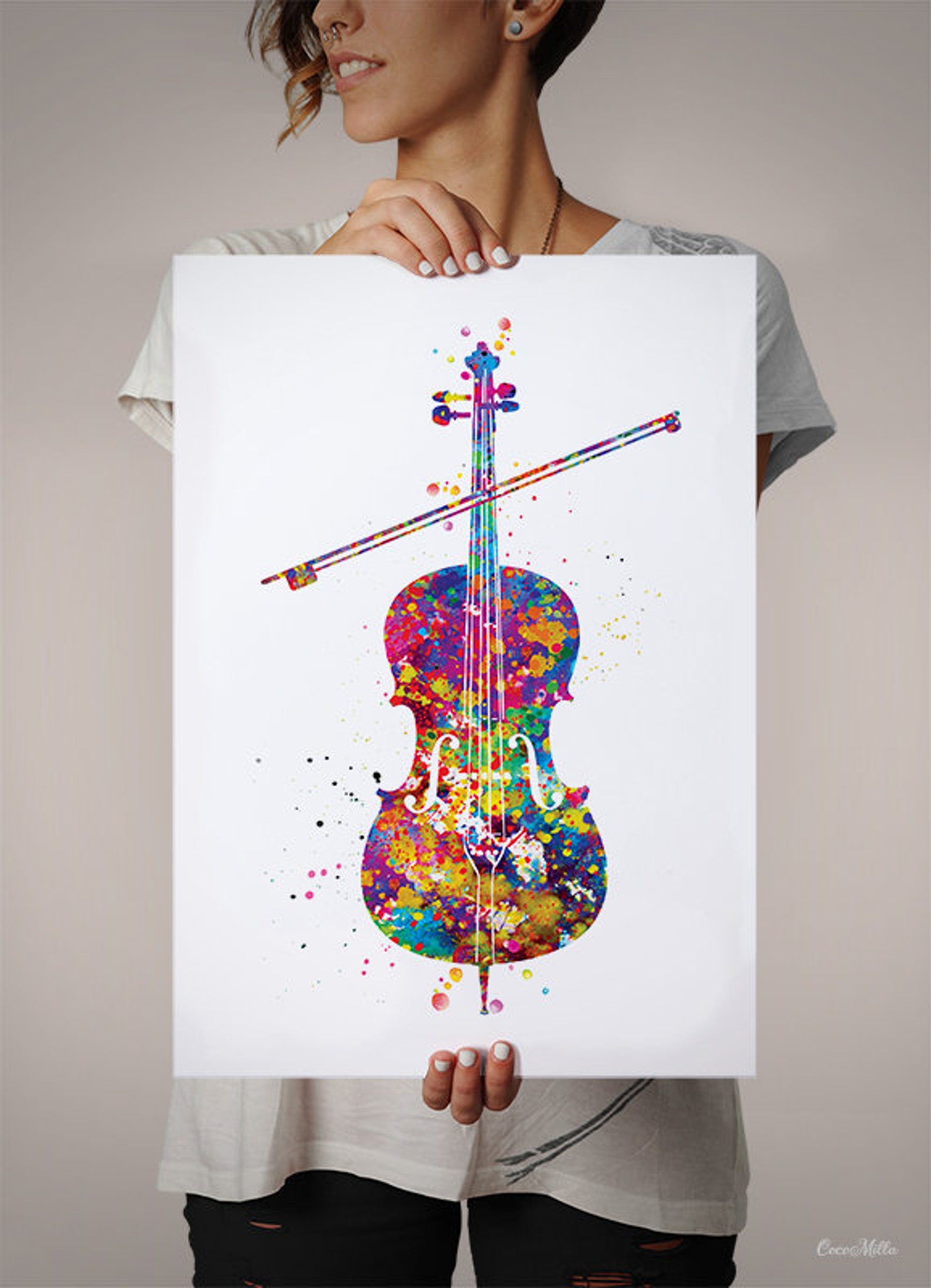 Cello Music Instrument Watercolor Art Print Jazz Wall Art - Etsy