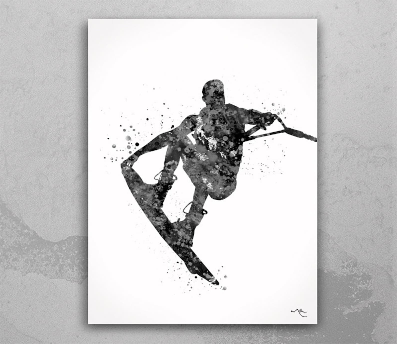 Wakeboarding Art Watercolor Print Sports Art Wakeboarder Boys - Etsy.de