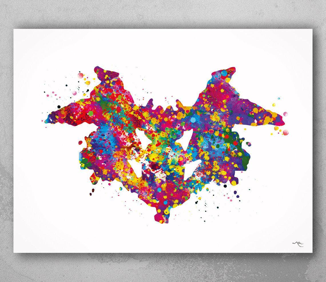 Rorschach Inkblot Test Watercolor Print Set: Psychology Art - Etsy