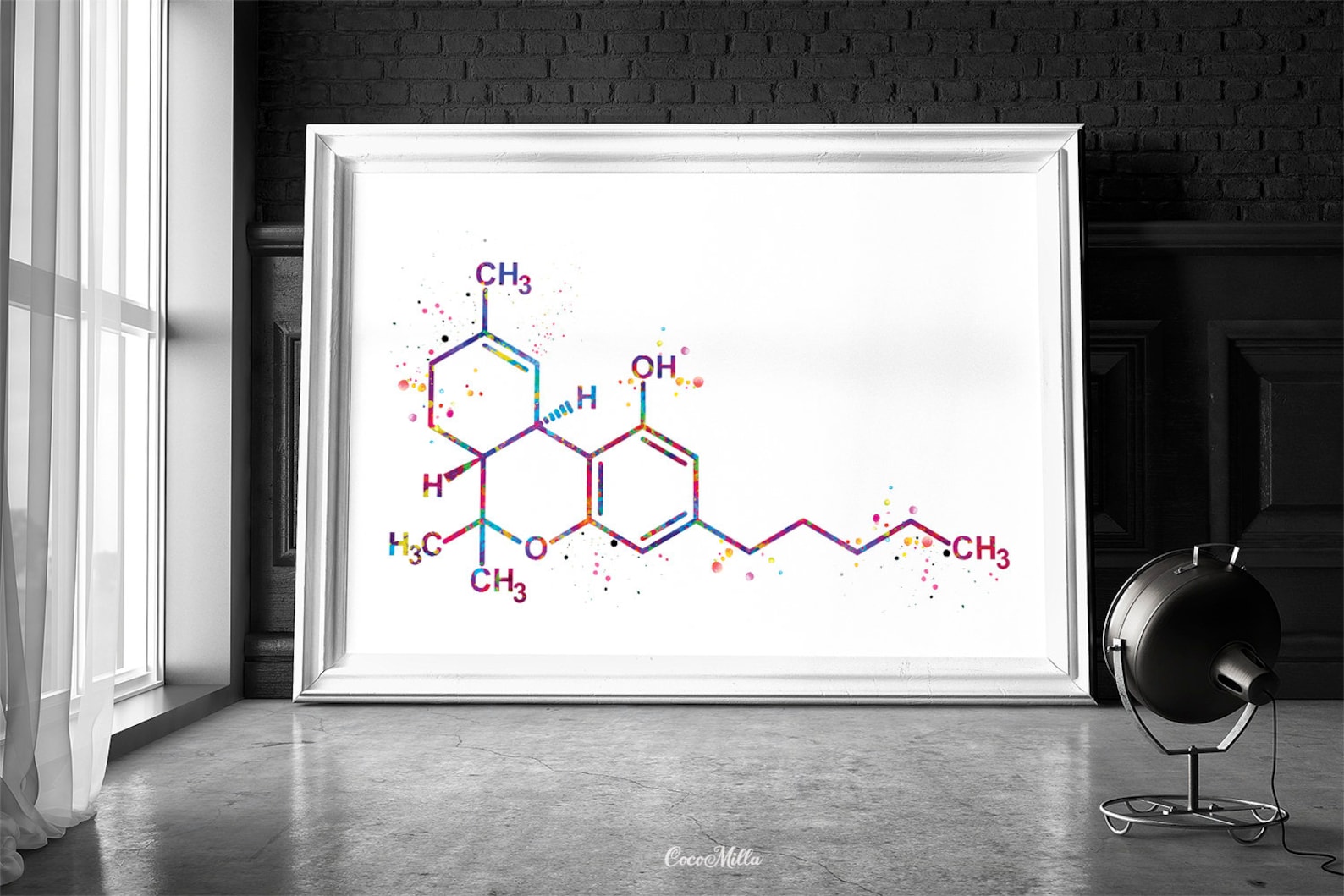 THC Molecule Watercolor Print Chemical Molecule Symbol Wall | Etsy