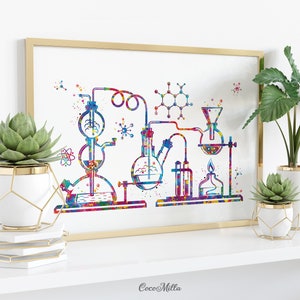 Chemistry Laboratory Watercolor Print Chemistry Lab Medical Art ...