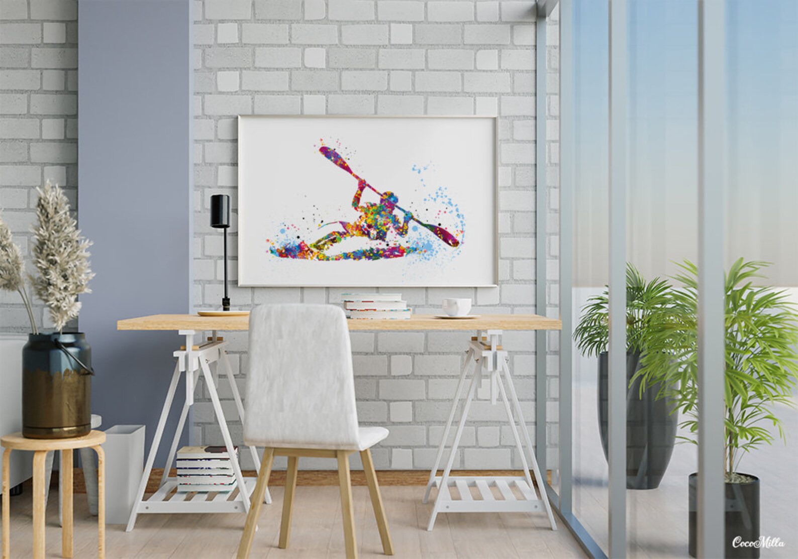 Kayaking Art Watercolor Print Sports Art Canoe Rowing Boys | Etsy