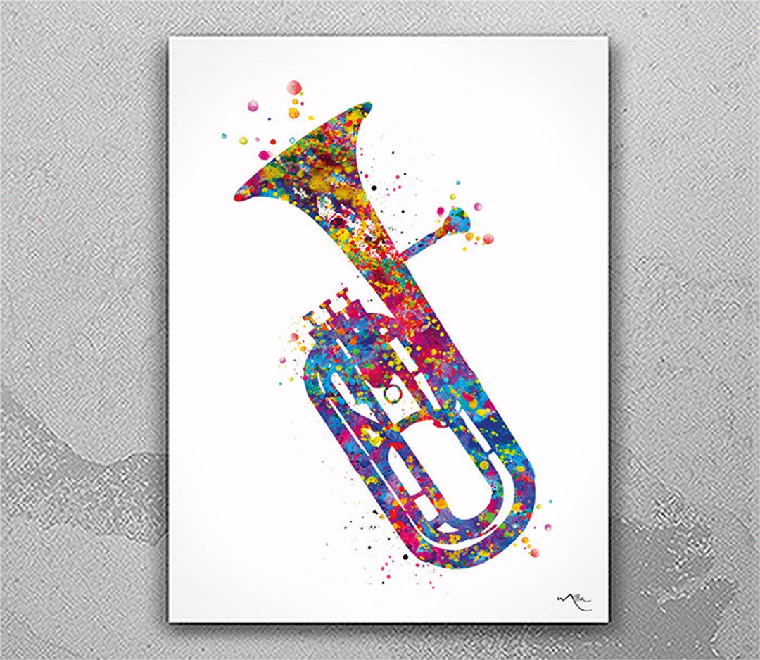 Baritone Horn Watercolor Print, Jazz Music Poster-2705 - Etsy