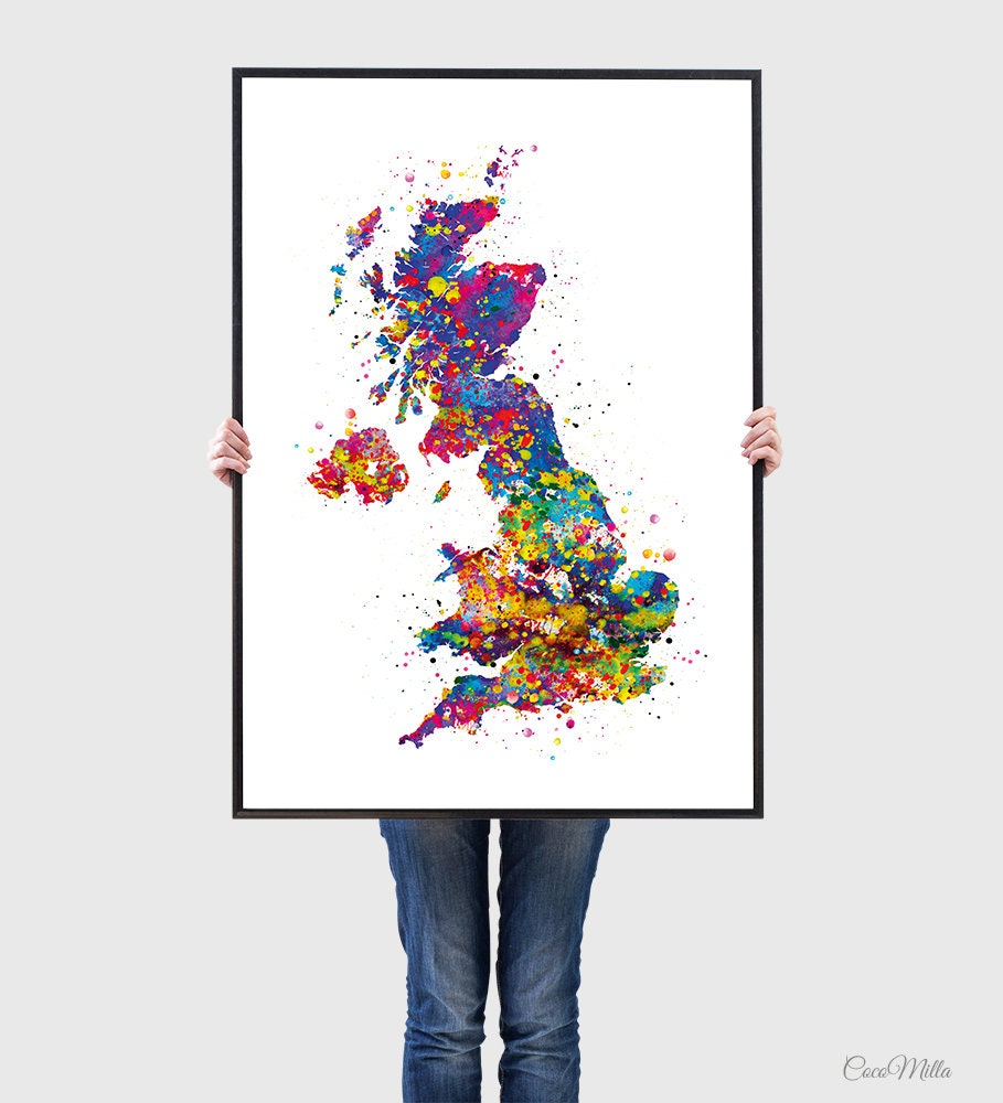 United Kingdom Map United Kingdom Watercolor UK Map Great | Etsy UK