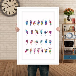 Sign Language Alphabet Watercolor Print American Sign Language Hand ...